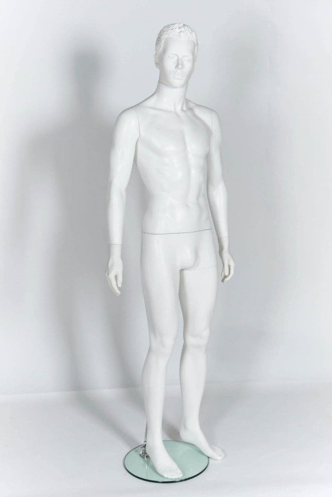 R322 - Male Mannequin Moulded Head Matt White